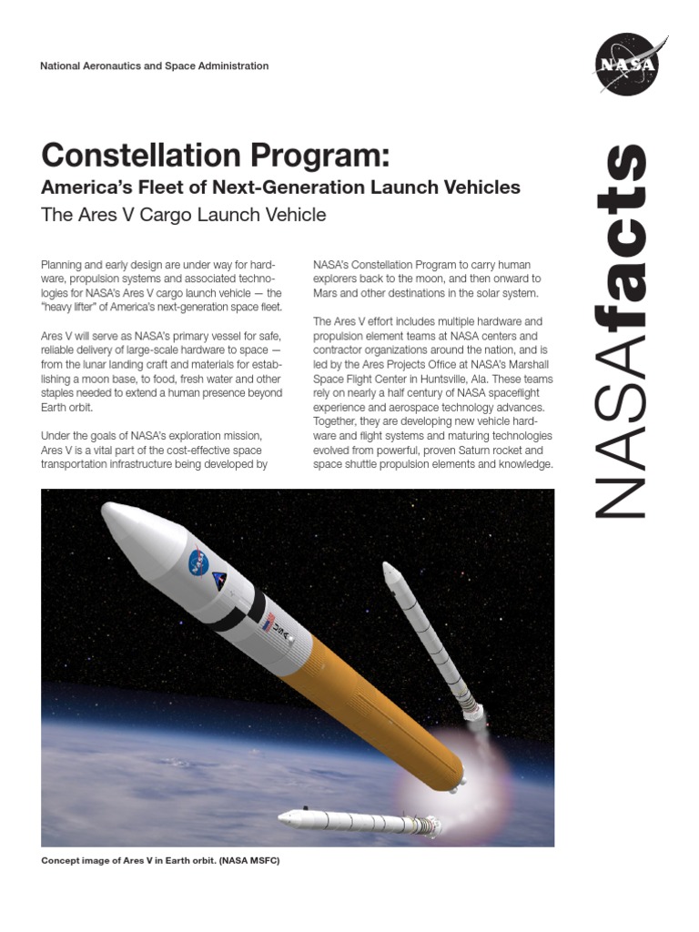 NASA Facts Constellation Program The Ares V Cargo Launch Vehicle 2009 | Download Free PDF | Nasa ...