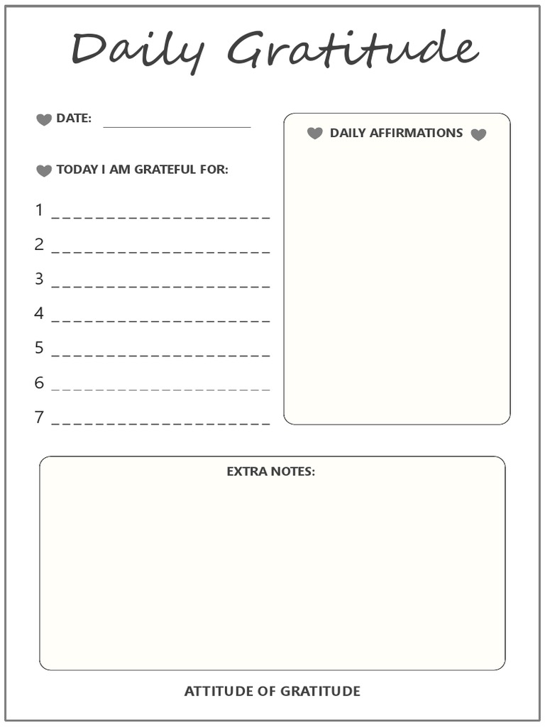 Daily Gratitude Worksheet PDF | PDF | Gratitude | Subjective Experience