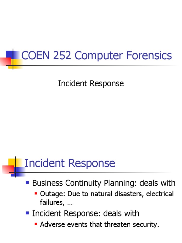 COEN 252 Computer Forensics: Incident Response | PDF | Incident Management | Windows Registry