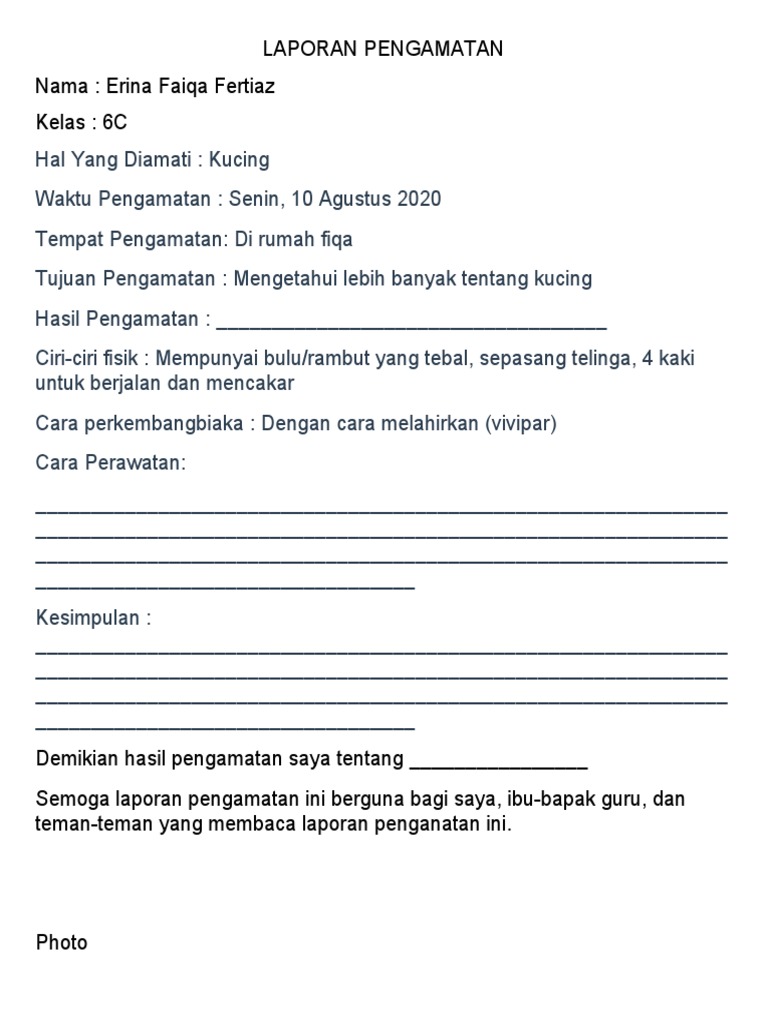 Latihan Form Laporan Pengamatan | PDF