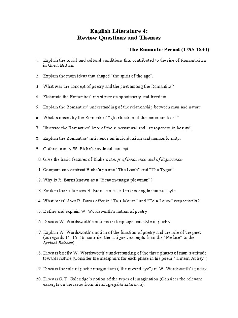 Themes of Romanticism in Literature | PDF | Samuel Taylor Coleridge ...