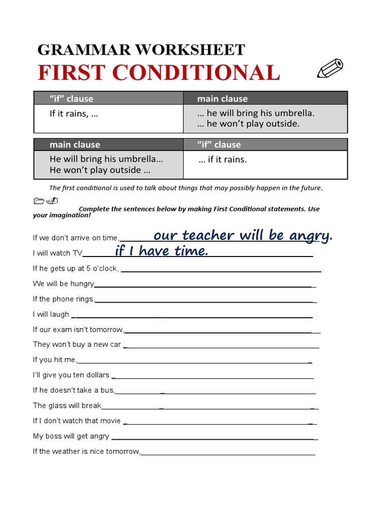 First Conditional: Grammar Worksheet | PDF