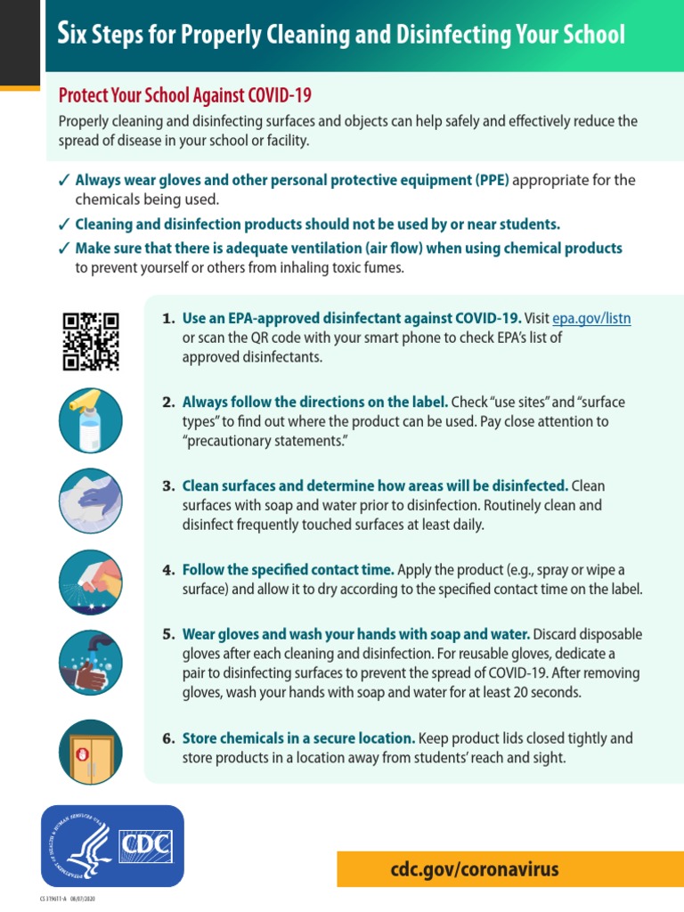 Six Steps For Cleaning Disinfecting School | PDF | Wellness