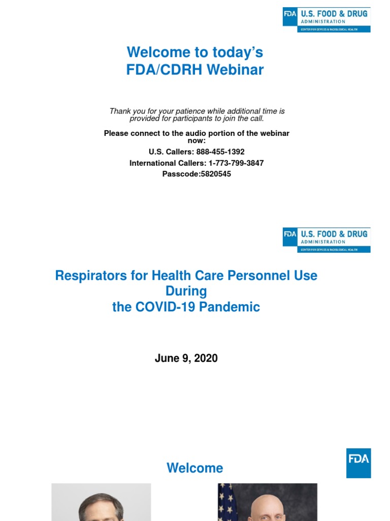 Welcome To Today's FDA/CDRH Webinar | PDF | Personal Protective ...