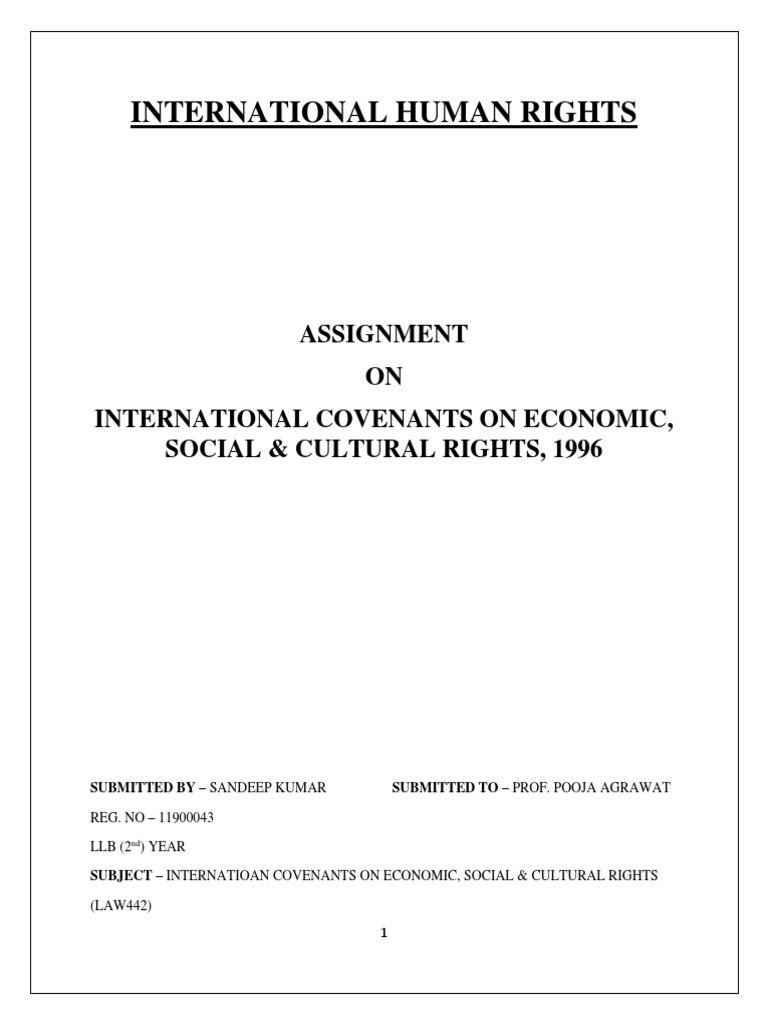 International Human Rights: Assignment ON International Covenants On ...