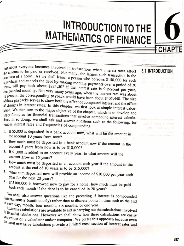 Mathematics of Finance PDF | PDF