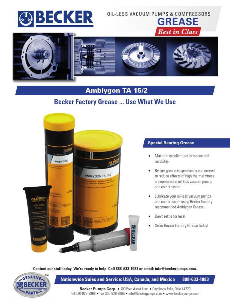 Becker Amblygon Grease for Vacuum Pumps | PDF | Technology & Engineering