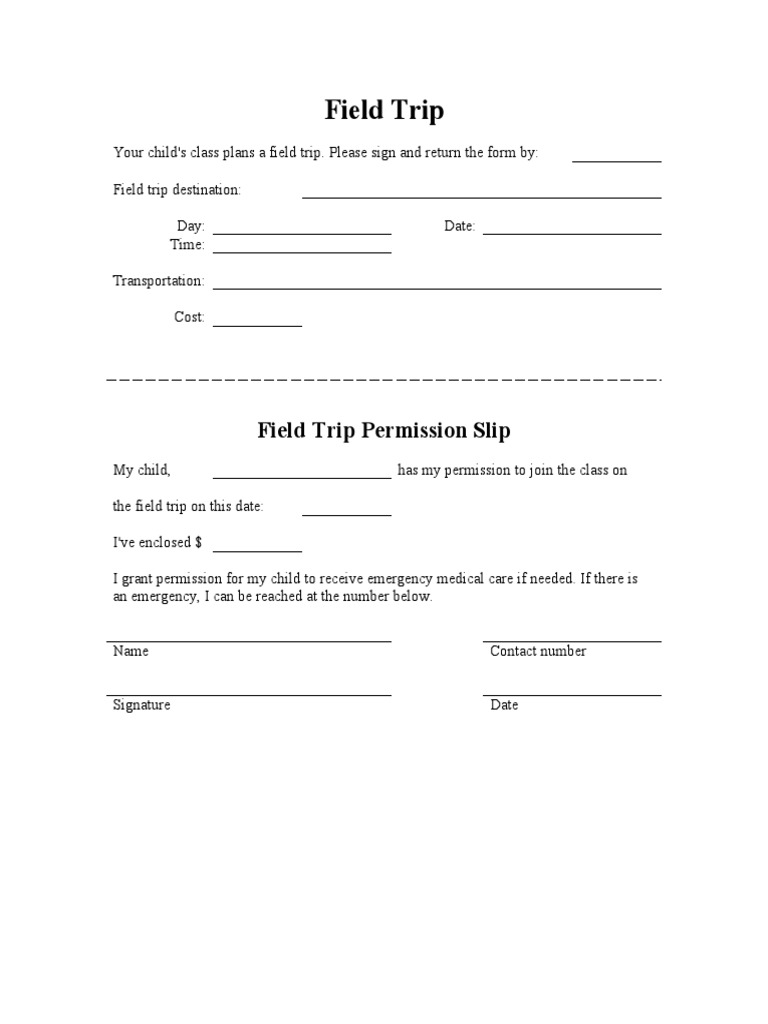 Field Trip Permission Slip | PDF