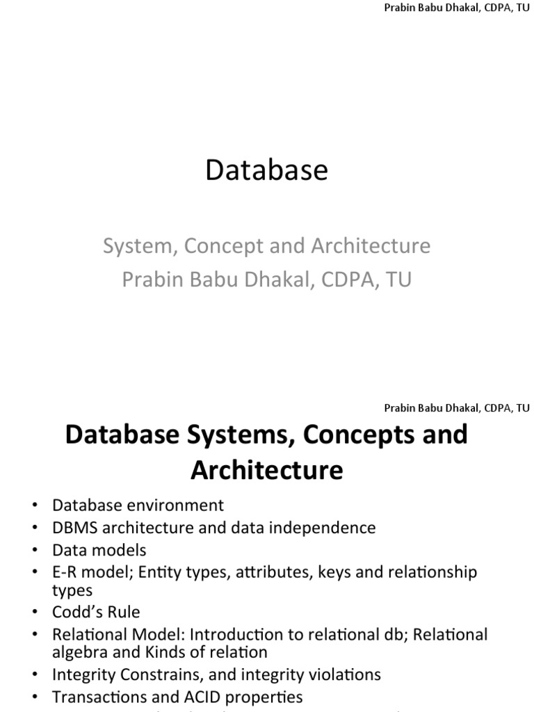BPA DBMS Chapter2 - Database Architecture | PDF | Relational Database ...