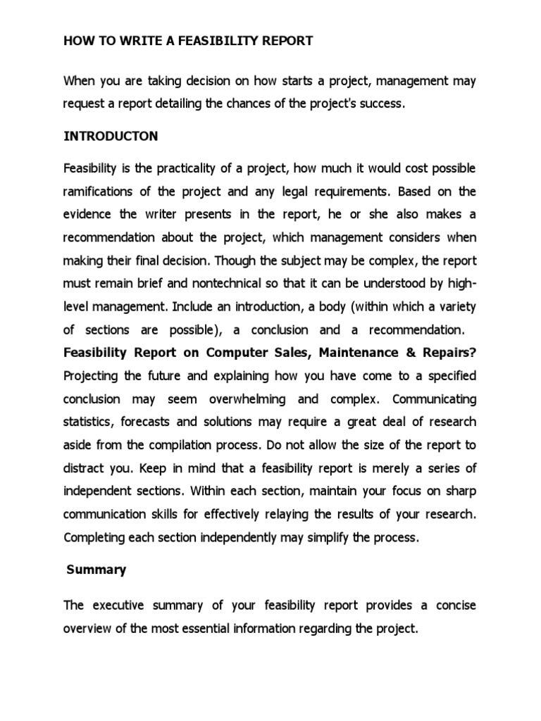 How To Write A Feasibility Report | PDF | Information Technology ...