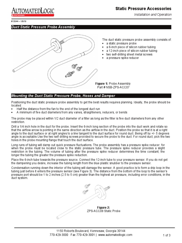 Duct Static Pressure Probe Guide | PDF | Duct (Flow) | Pressure