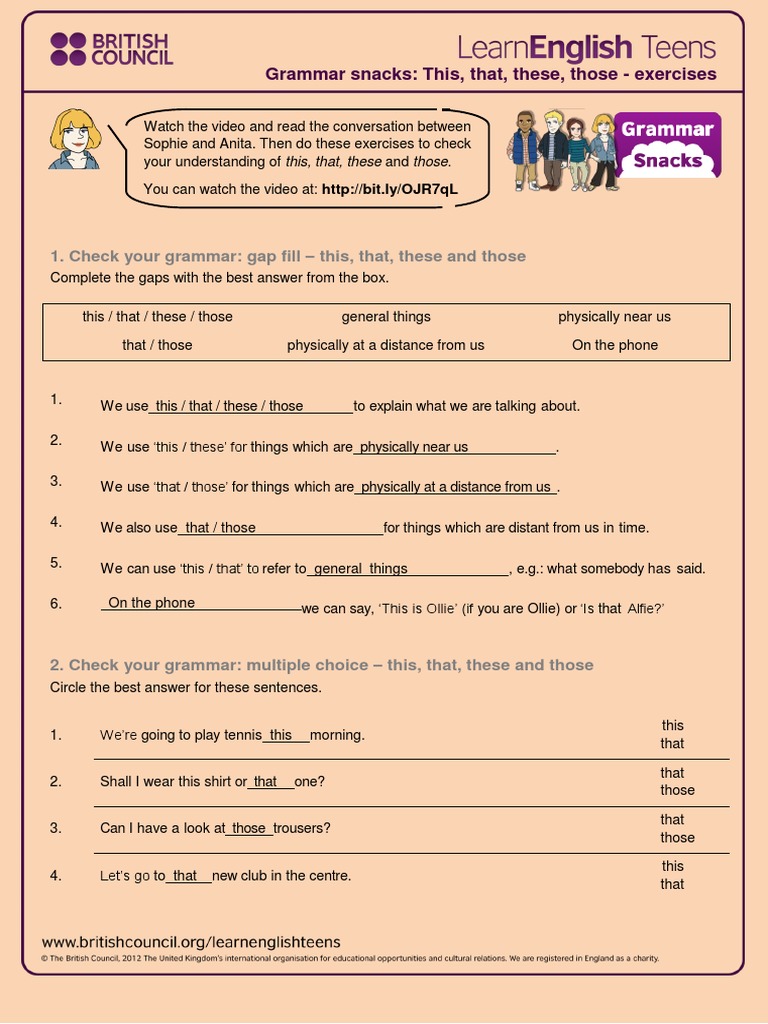 Check Your Grammar: Gap Fill - This, That, These and Those | PDF