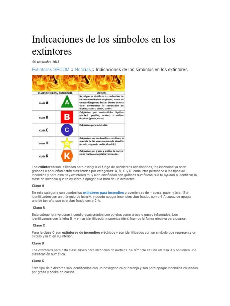 Indicaciones de Los Símbolos en Los Extintores | PDF