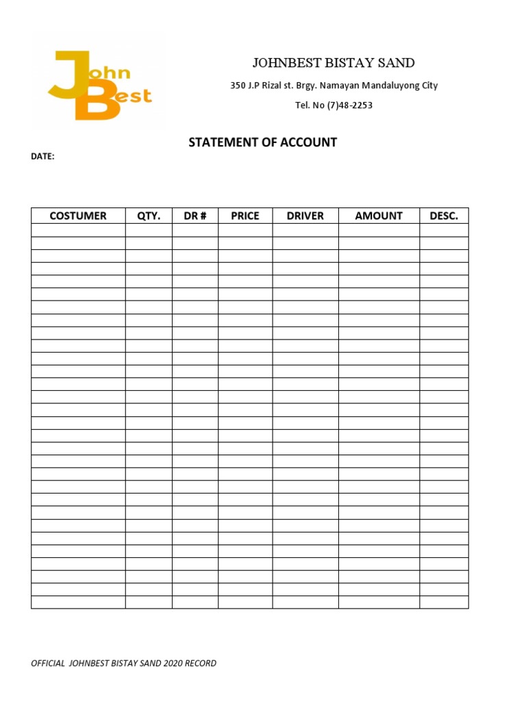 Bistay Sand Supply and Records 2020 | PDF | Business