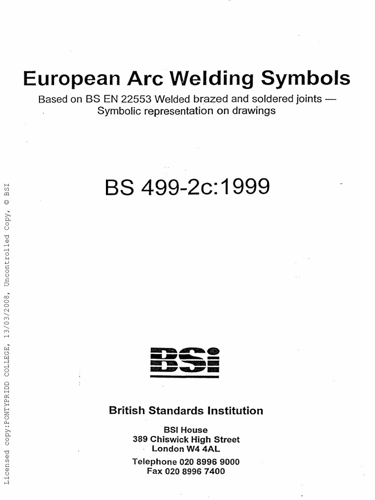 BS 499 European Welding Symbols | PDF