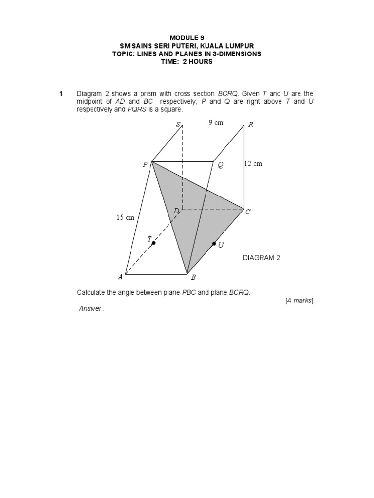 MODULE 10-Lines and Plane in 3D | PDF | Rectangle | Classical Geometry