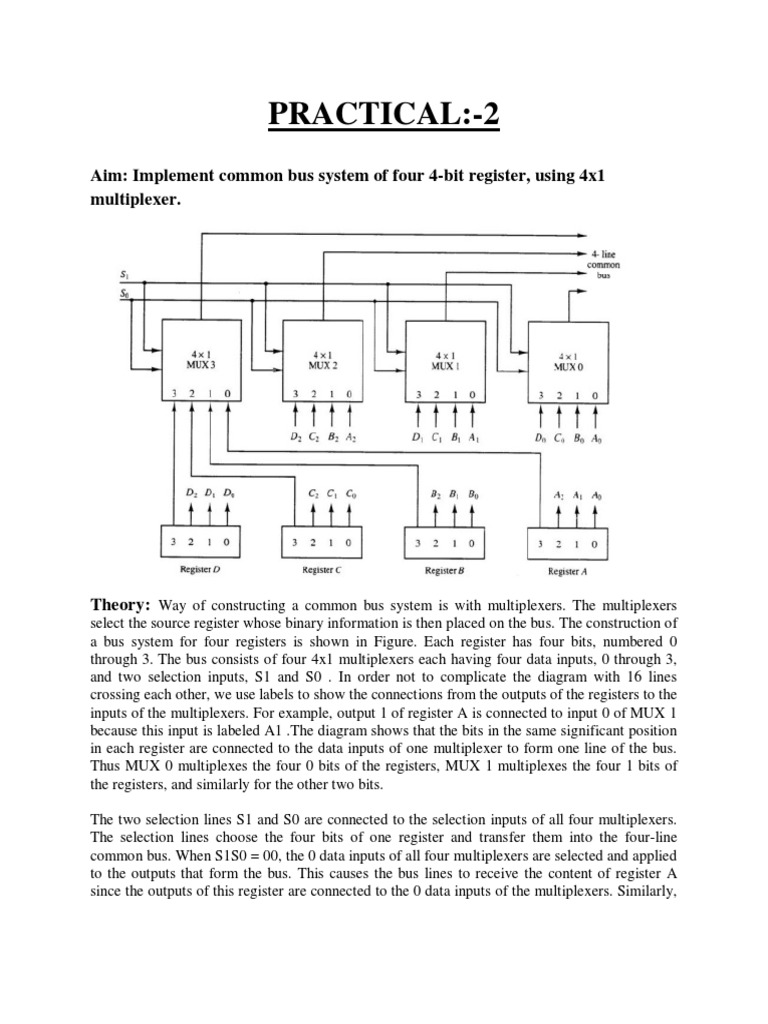 Practical:-2: Aim: Implement Common Bus System of Four 4-Bit Register ...