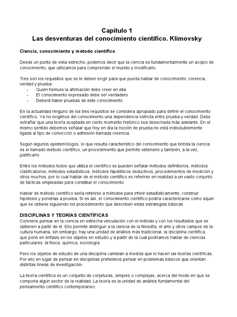 Klimovsky Cap 1 | PDF | Verdad | Método científico