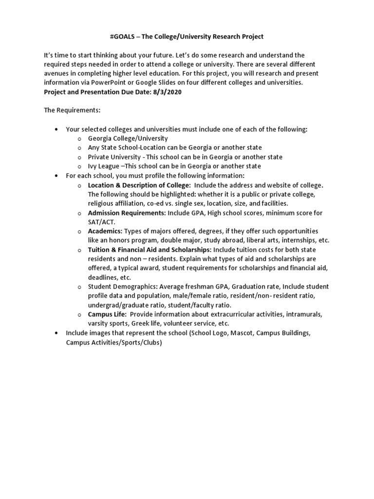 College Research Project Guide | PDF | Career & Growth