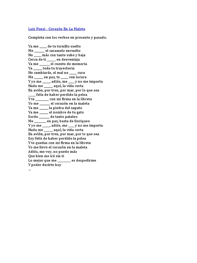 Corazón en La Maleta - Luis Fonsi | PDF