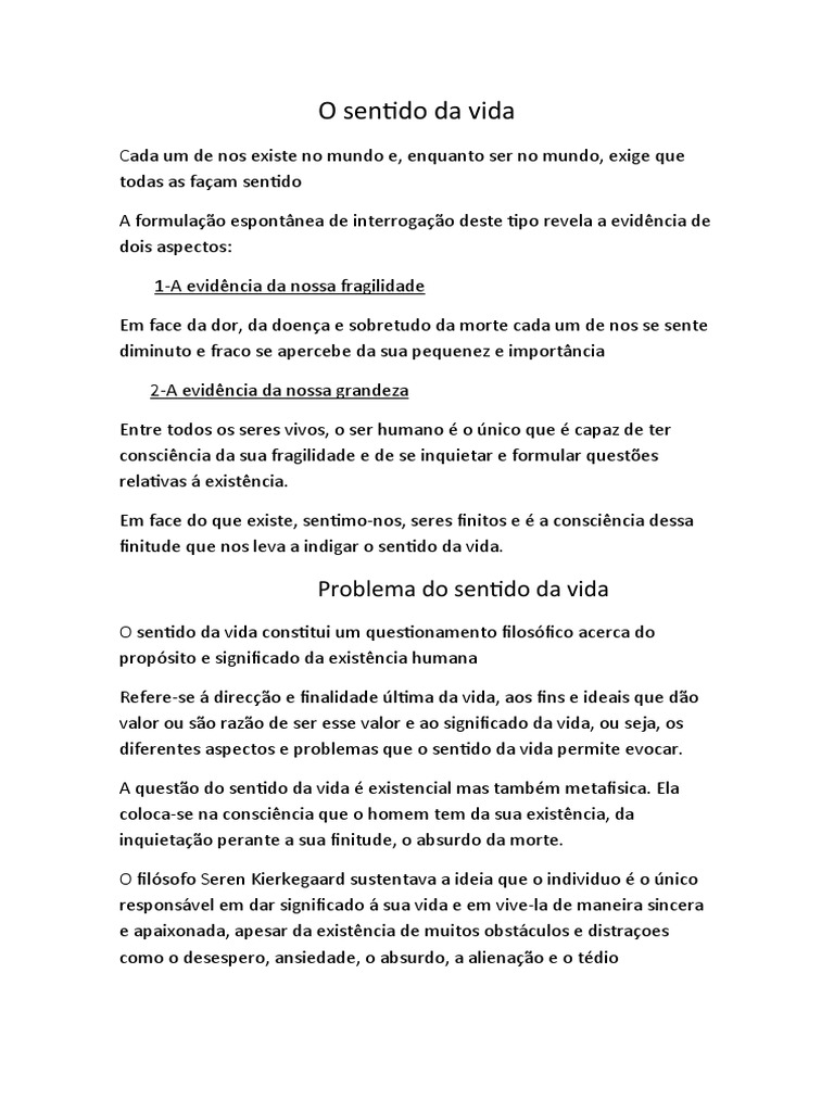 O Sentido Da Vida | PDF