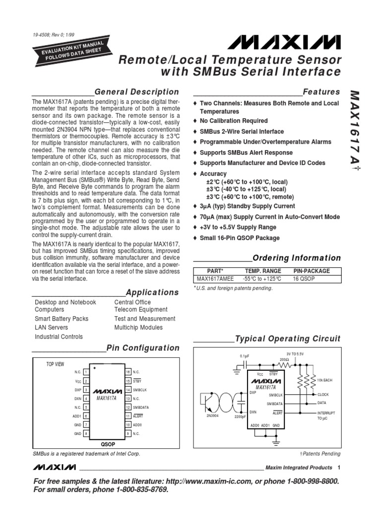 Maxim Temp Sensor1 | Download Free PDF | Analog To Digital Converter ...