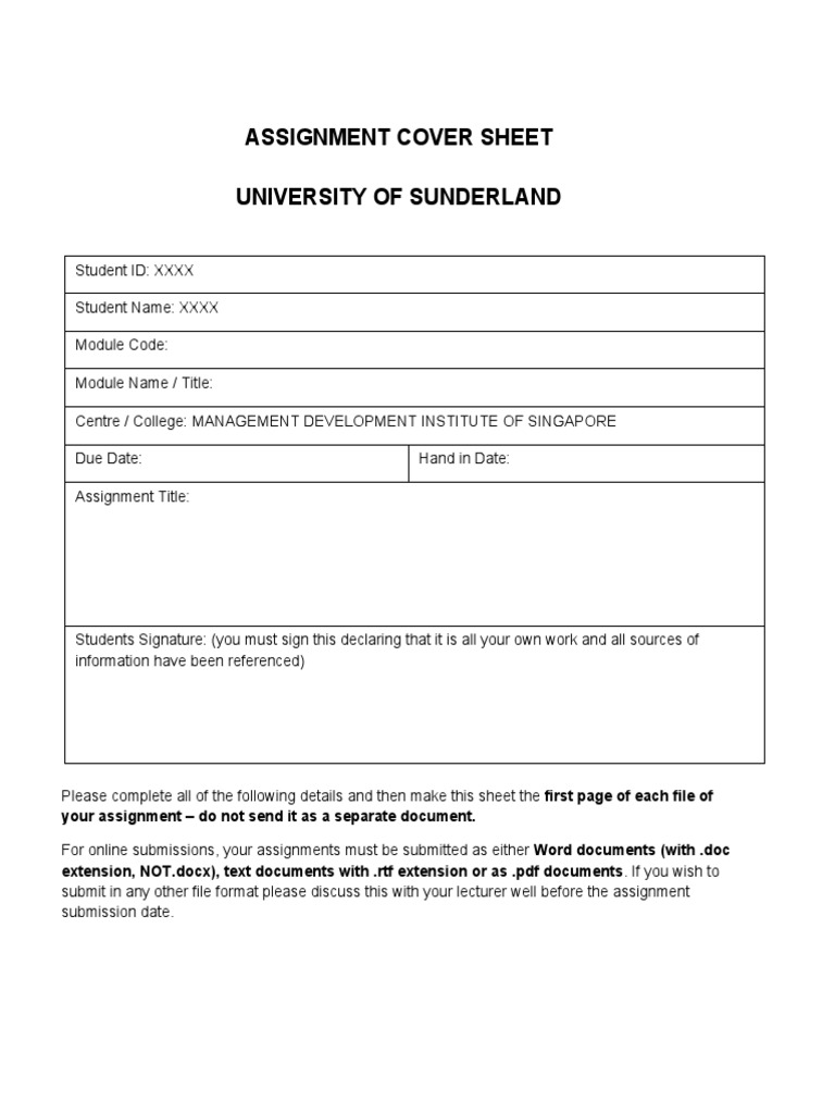ASSIGNMENT COVER SHEET - Sample | PDF | Career & Growth