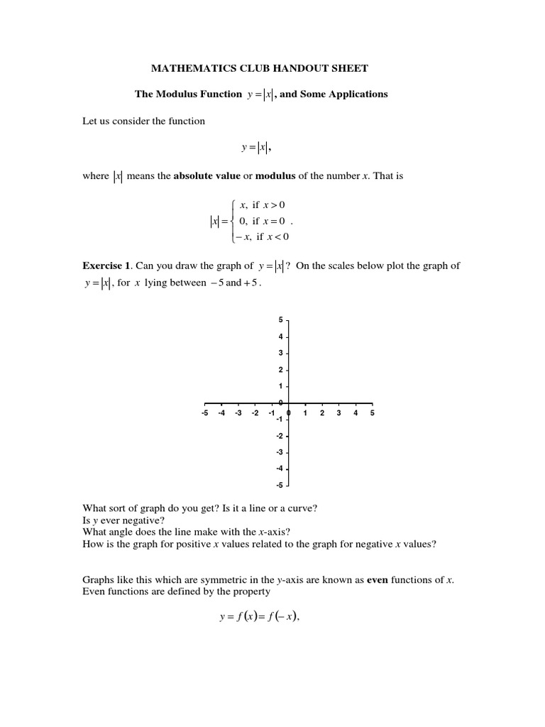 Modulus PDF | PDF | Cartesian Coordinate System | Function (Mathematics)