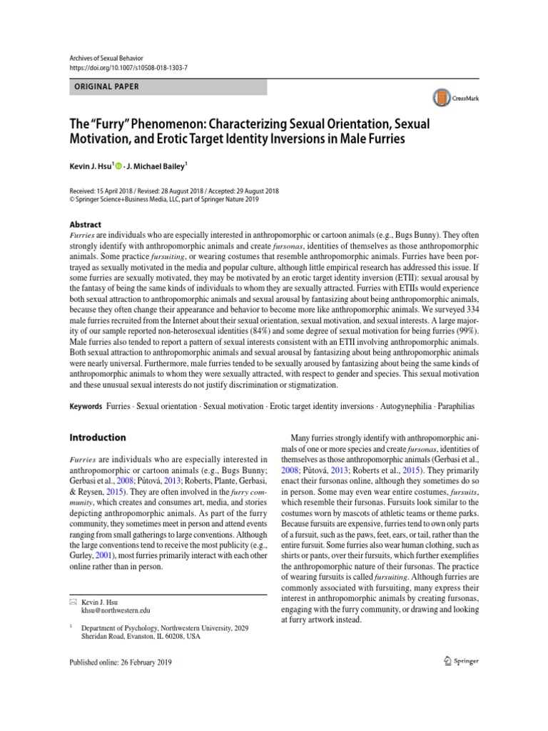 The "Furry" Phenomenon: Characterizing Sexual Orientation, Sexual ...