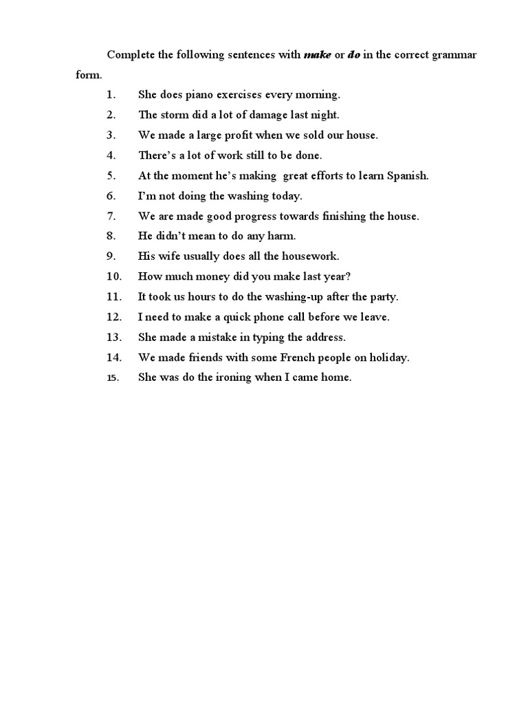 Make vs Do Exercises Completion | PDF