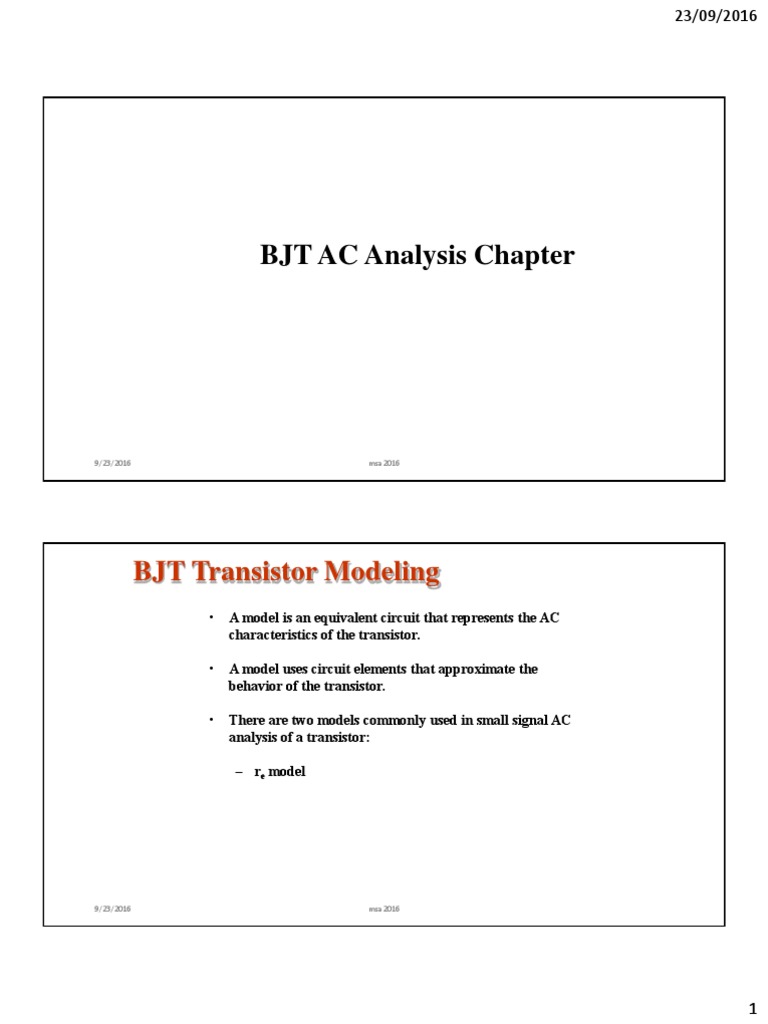 BJT AC Analysis Using re Model | PDF | Bipolar Junction Transistor ...