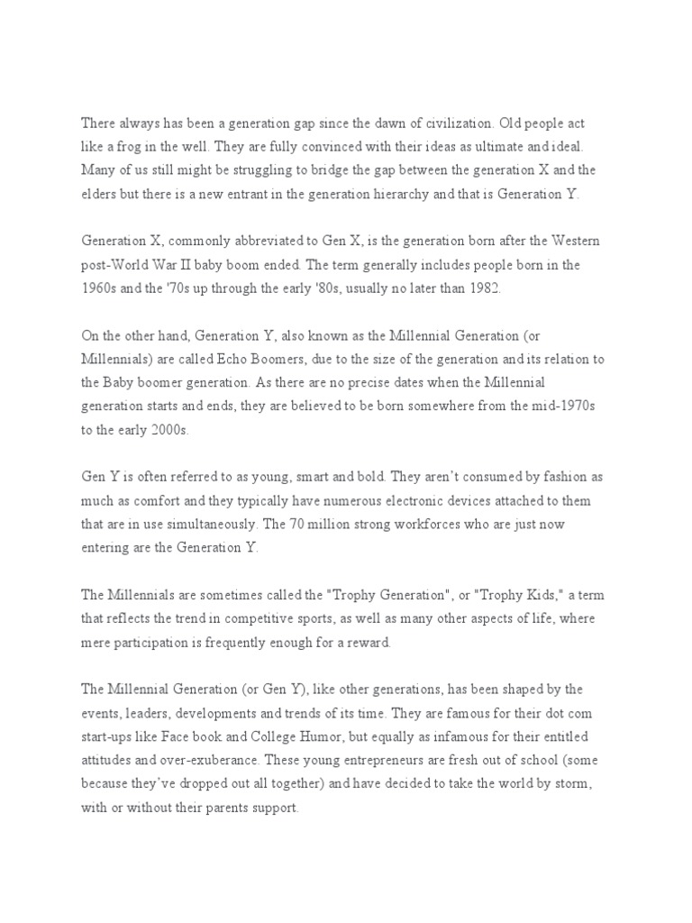 Gen X Vs Gen Y | PDF | Millennials | Baby Boomers