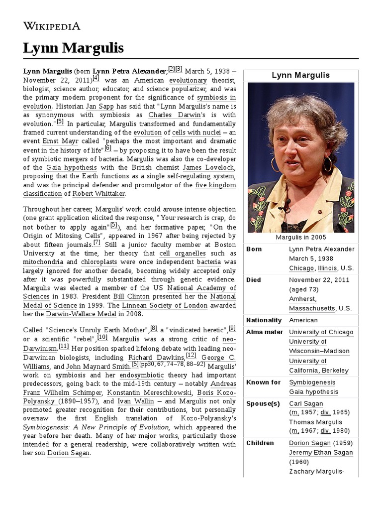 Lynn Margulis (Born Lynn Petra Alexander | PDF | Biology | Life Sciences