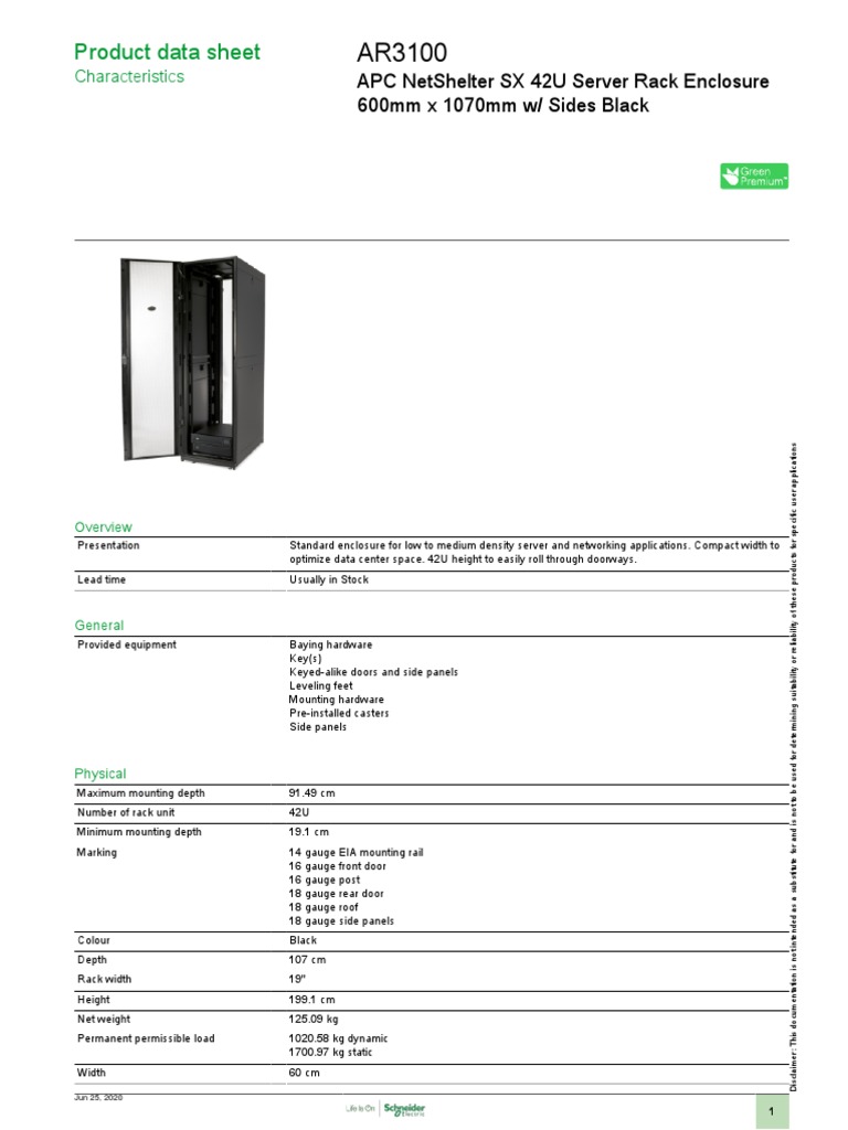 NetShelter SX Enclosures - AR3100 | PDF | Computing And Information ...