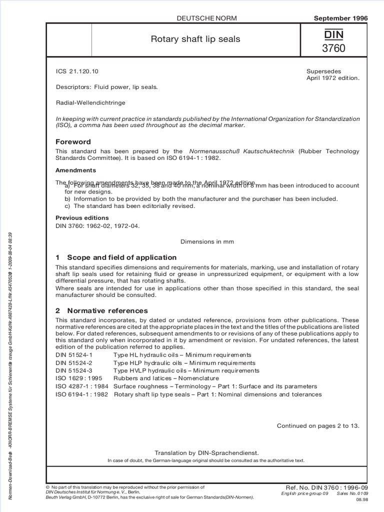 Retentor Din 3760 Pdf Engineering Tolerance Lubricant