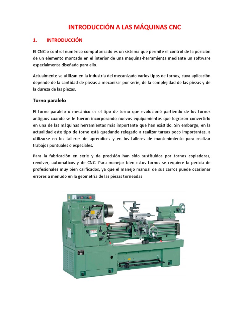 Instruduccion Alas Maquinas CNC PDF | PDF | Control numerico | Mecanizado