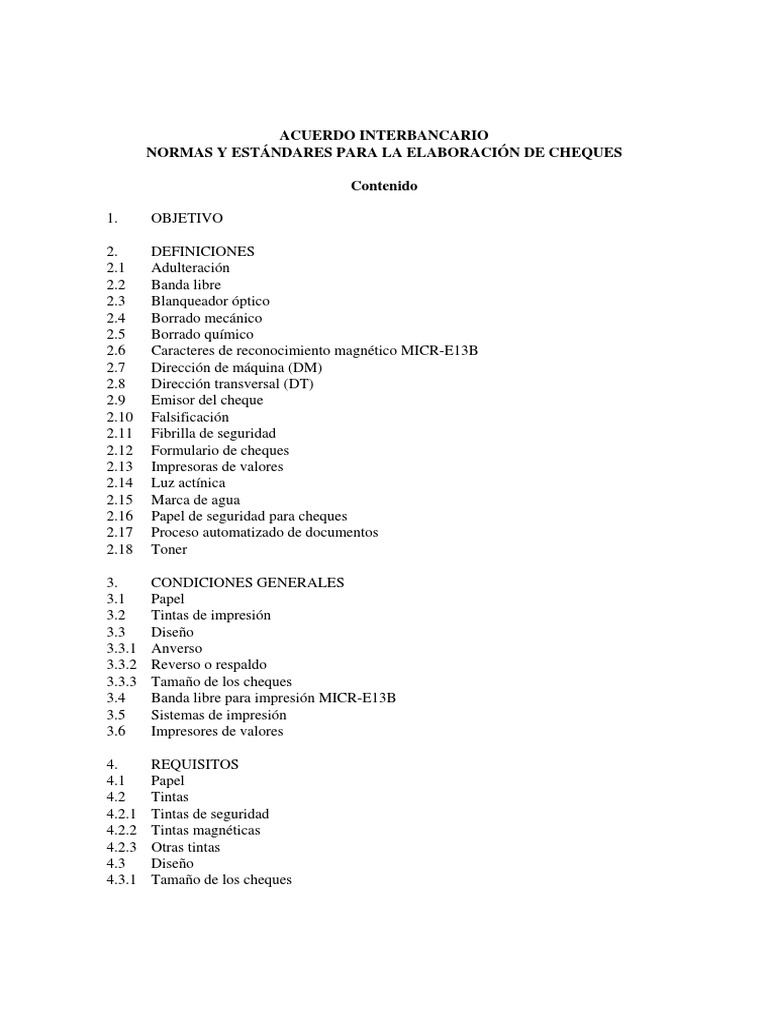 Acuerdo Interbancario, Normas y Estandares de Cheques PDF | PDF | Papel ...