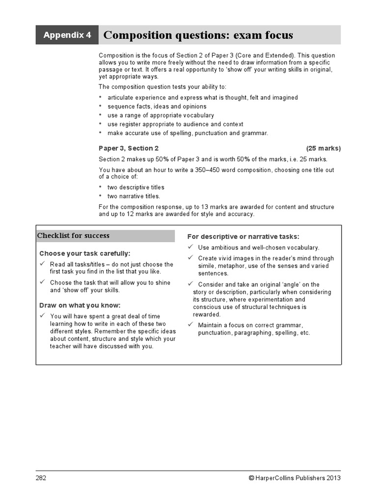 App 4 Composition Questions | PDF | Narrative | Vocabulary