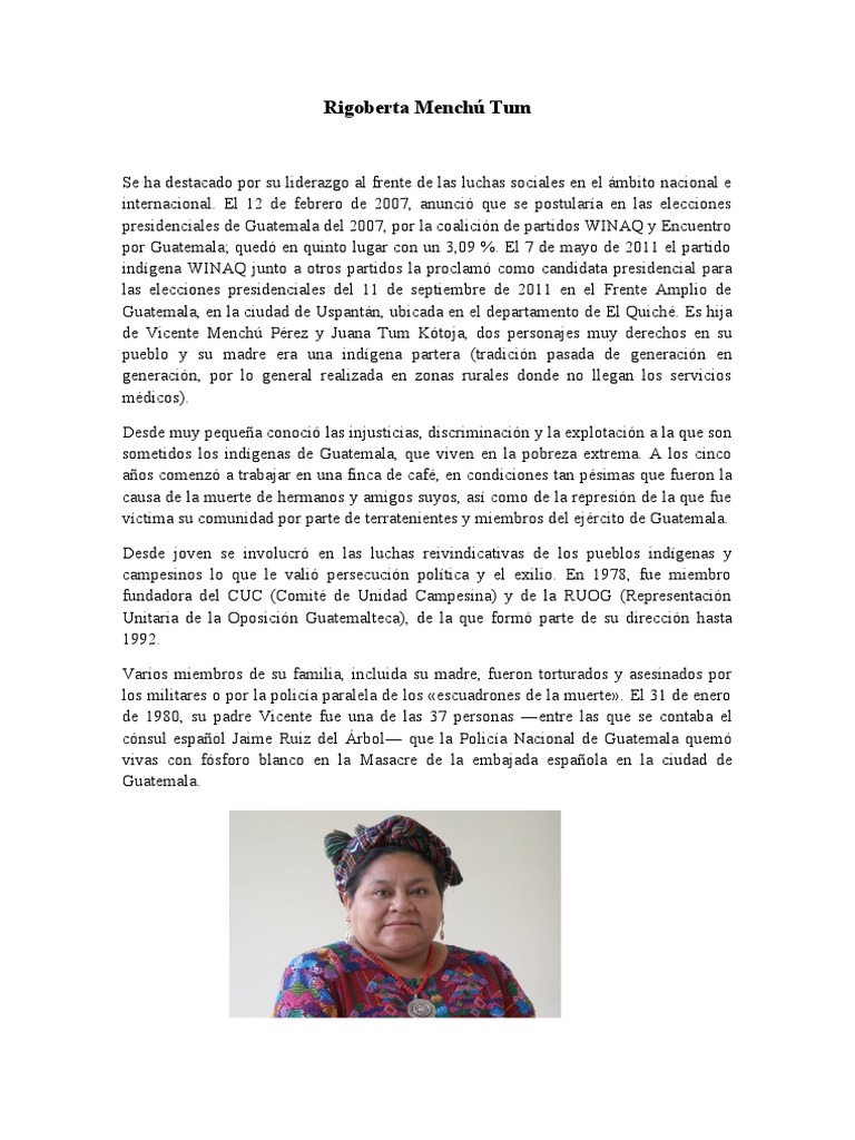 Rigoberta Menchú Tum | PDF | Entretenimiento (general)