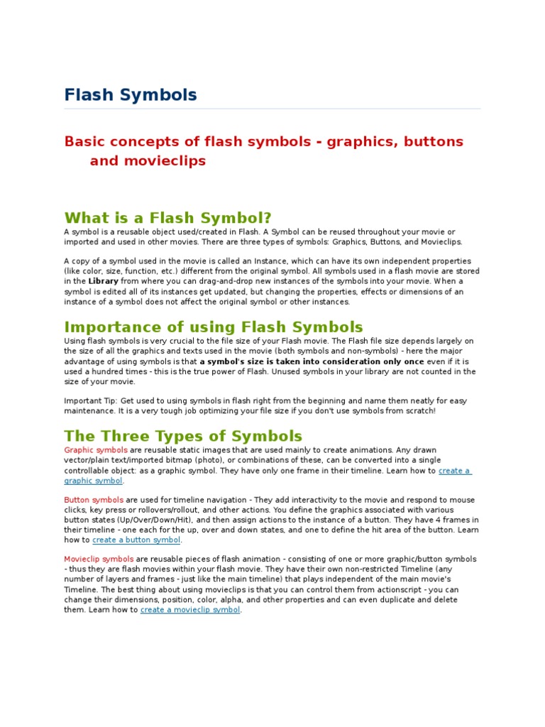 Flash Symbols: What Is A Flash Symbol? | PDF | Action Script | Adobe Flash