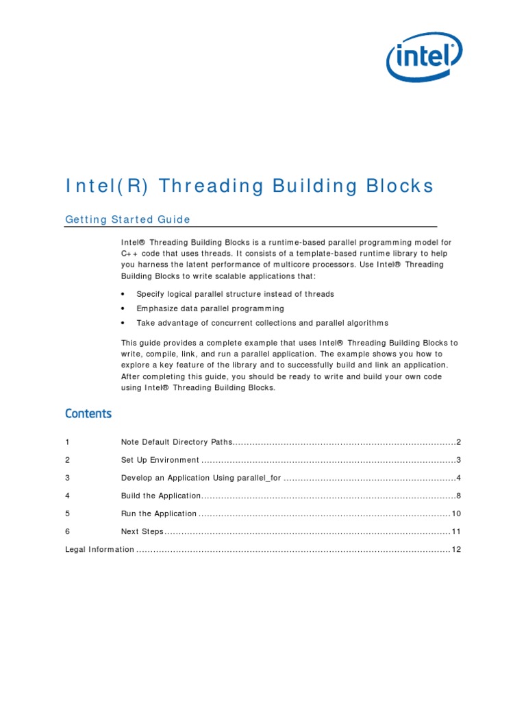 Intel (R) Threading Building Blocks: Getting Started Guide | PDF | Parallel Computing | Thread ...
