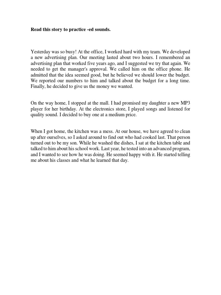 Read This Story To Practice - Ed Sounds | PDF