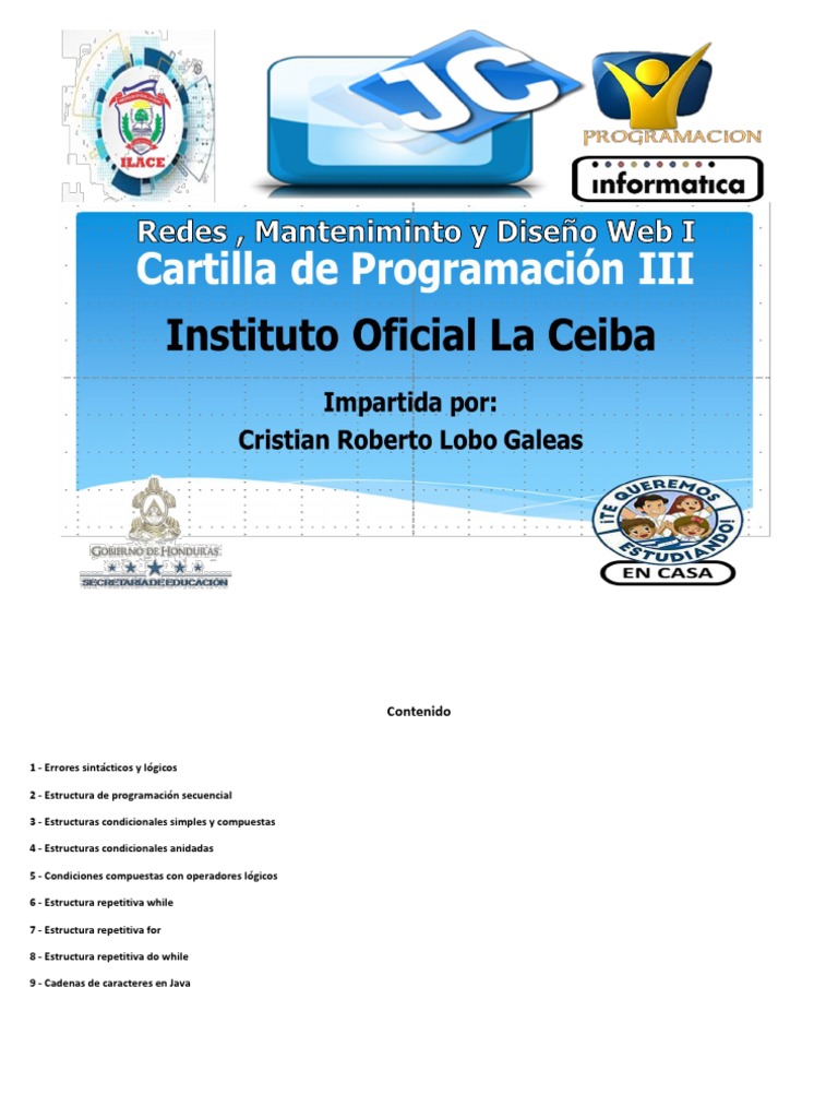 Cartilla de Programación, Redes, Mantenimiento, Diseño Web I Semestre PDF | PDF | Java (lenguaje ...