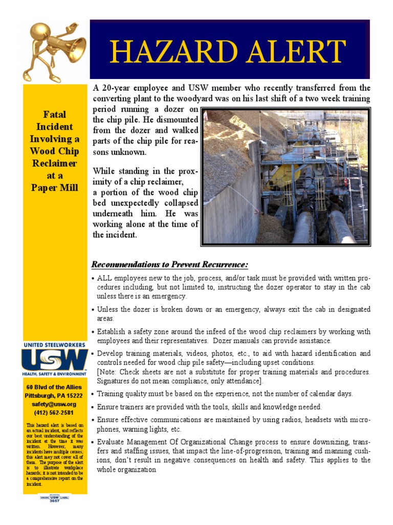 Hazard Alert: Fatal Incident Involving A Wood Chip Reclaimer Ata Paper ...