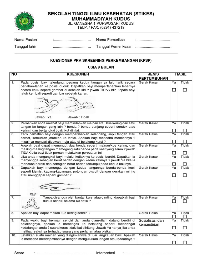 KPSP Usia 9 Bulan | PDF