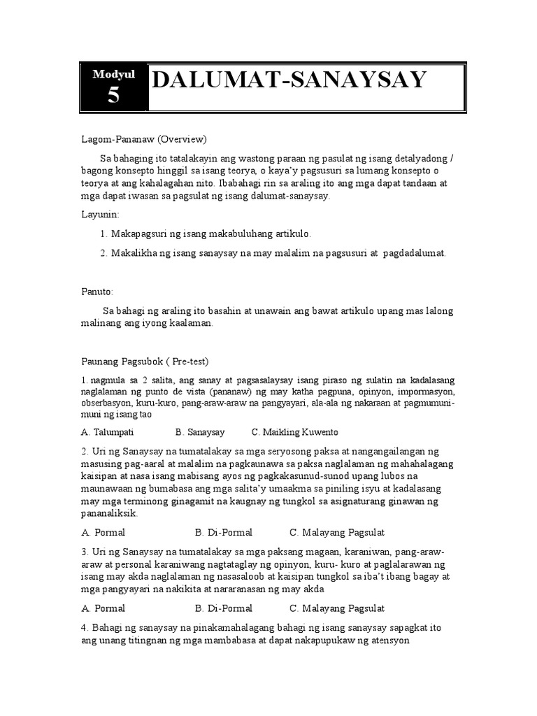 Modyul 5 DalumatFil | PDF