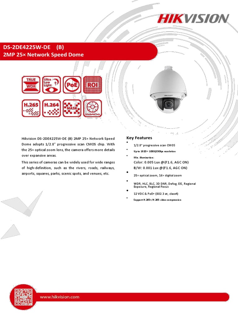 Hikvision DS-2DE4225W-DE Camera Overview | PDF | Zoom Lens | Camera