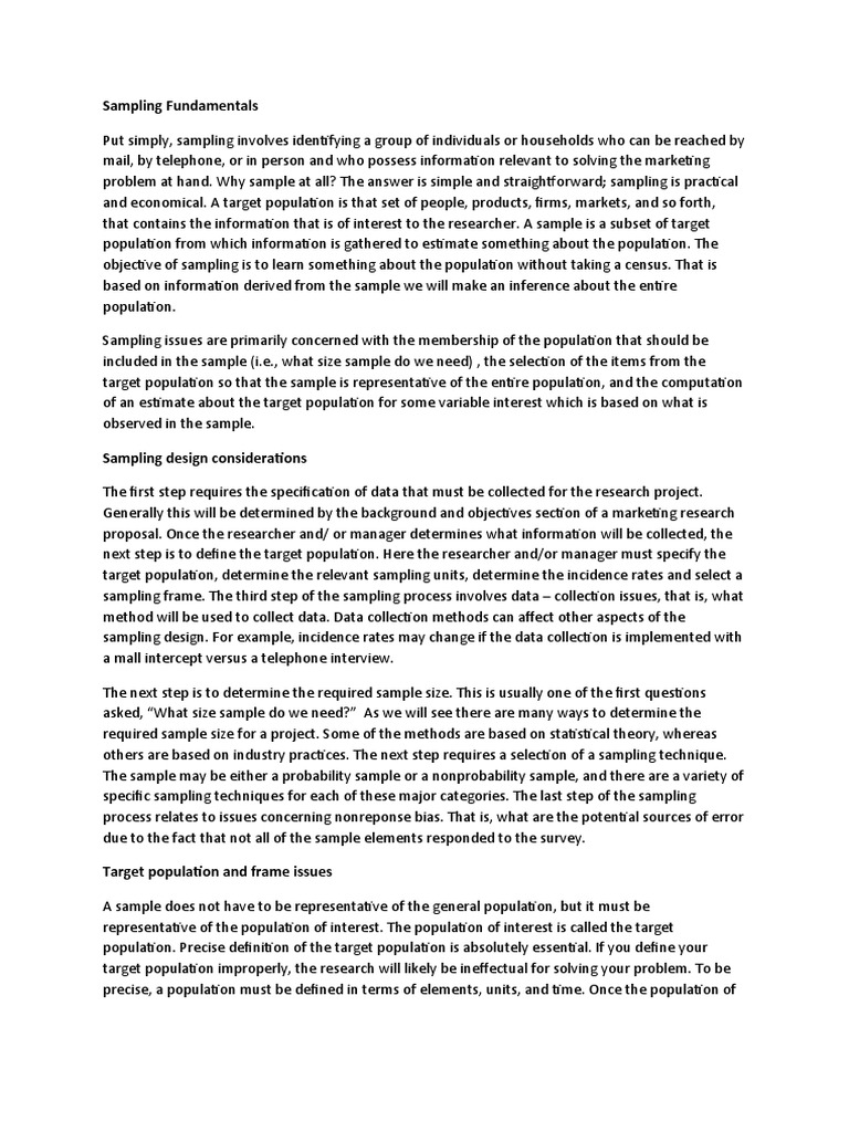 Sampling Fundamentals Complete | PDF | Stratified Sampling | Sampling ...