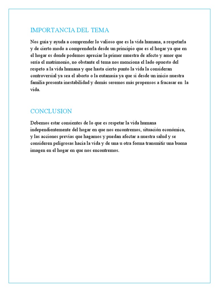 IMPORTANCIA DEL TEMA y CONCLUSIÓN | PDF
