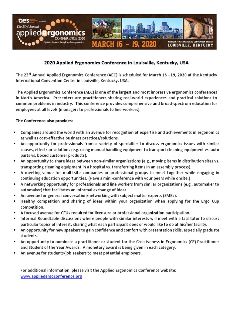2020 Applied Ergonomics Conference - English | PDF | Human Factors And ...